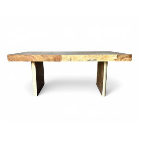 STRAIGHT DINING TABLE WITH WOODEN LEGS BERGEN - Arrelart